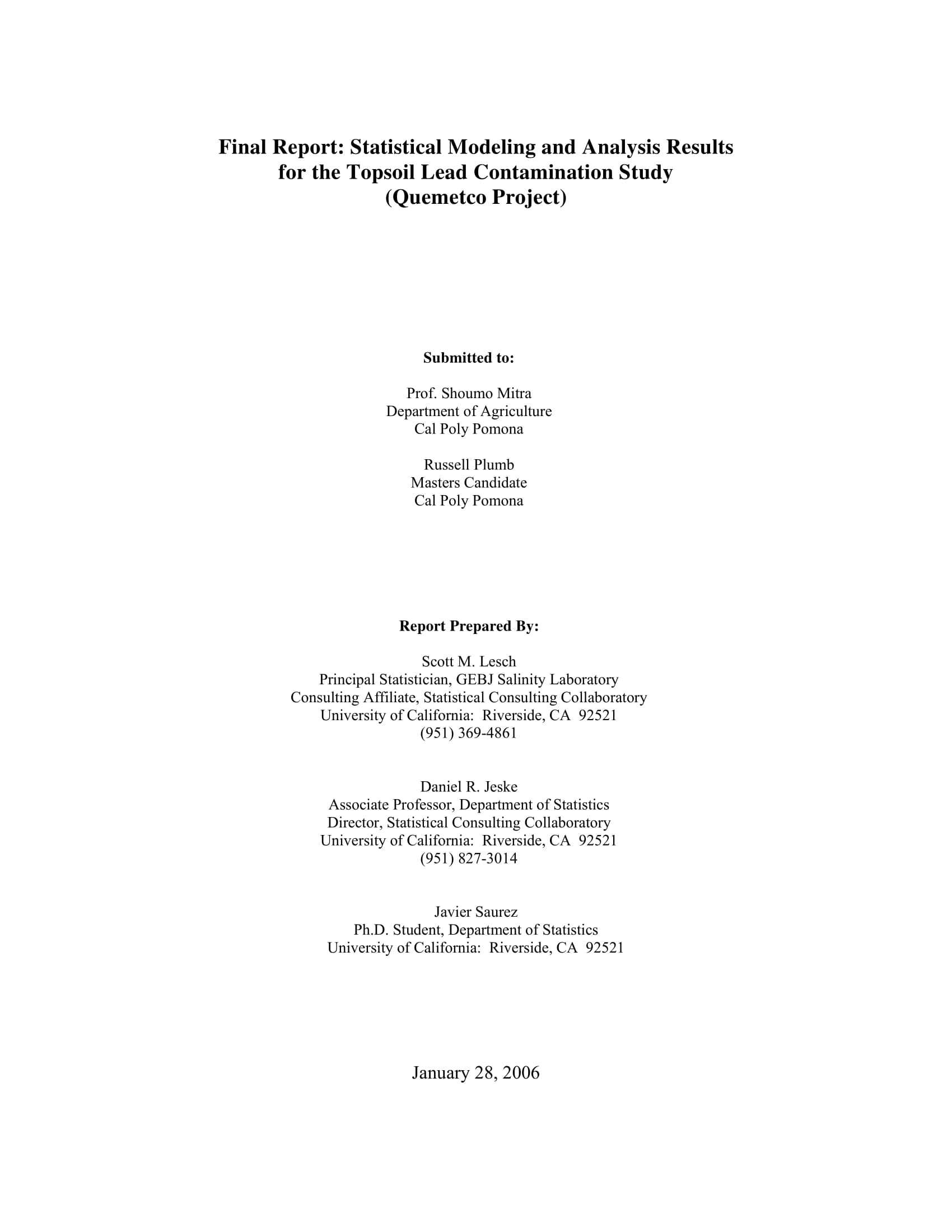 Statistical Analysis Report Template